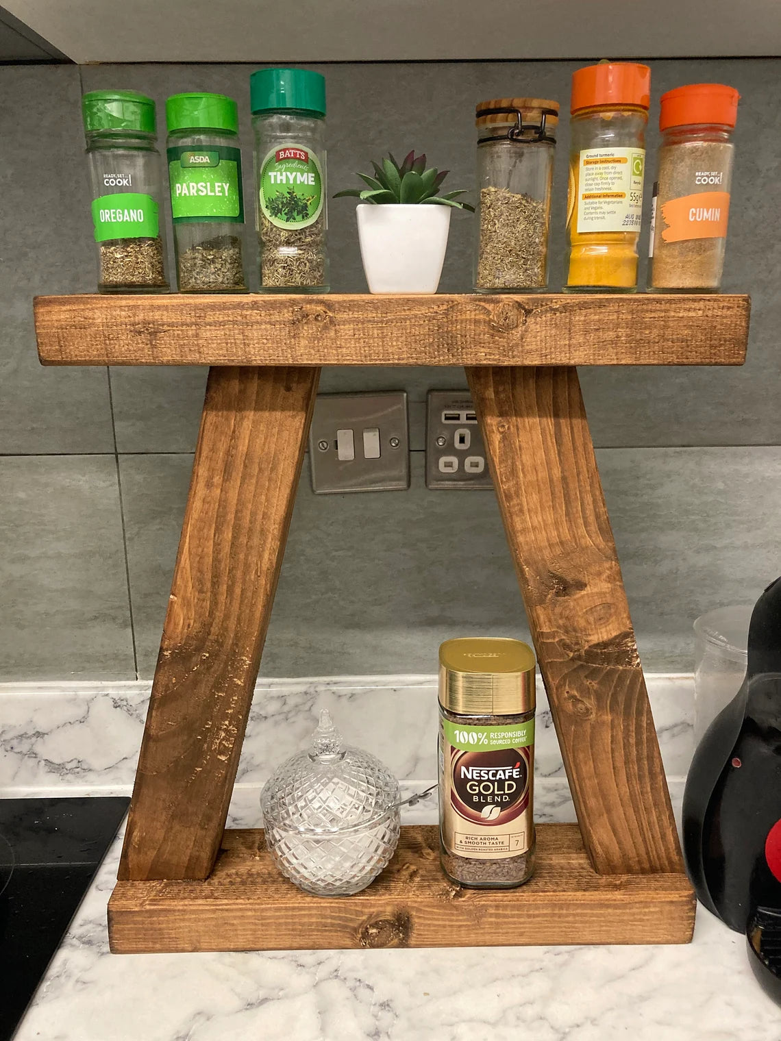Natural Wood Kitchen Countertop Shelf – furnichoice